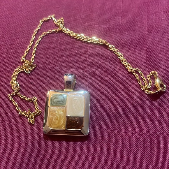 Vintage | Jewelry | 9s Color Block Gold Tone Think Pendant Comes With ...